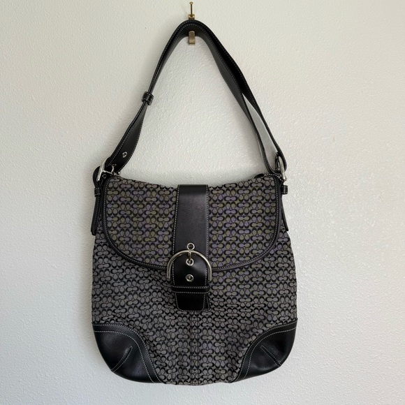 Coach | Bags | Coach Signature Jacquard Logo Blackgray Canvas Crossbody Bag | Poshmark